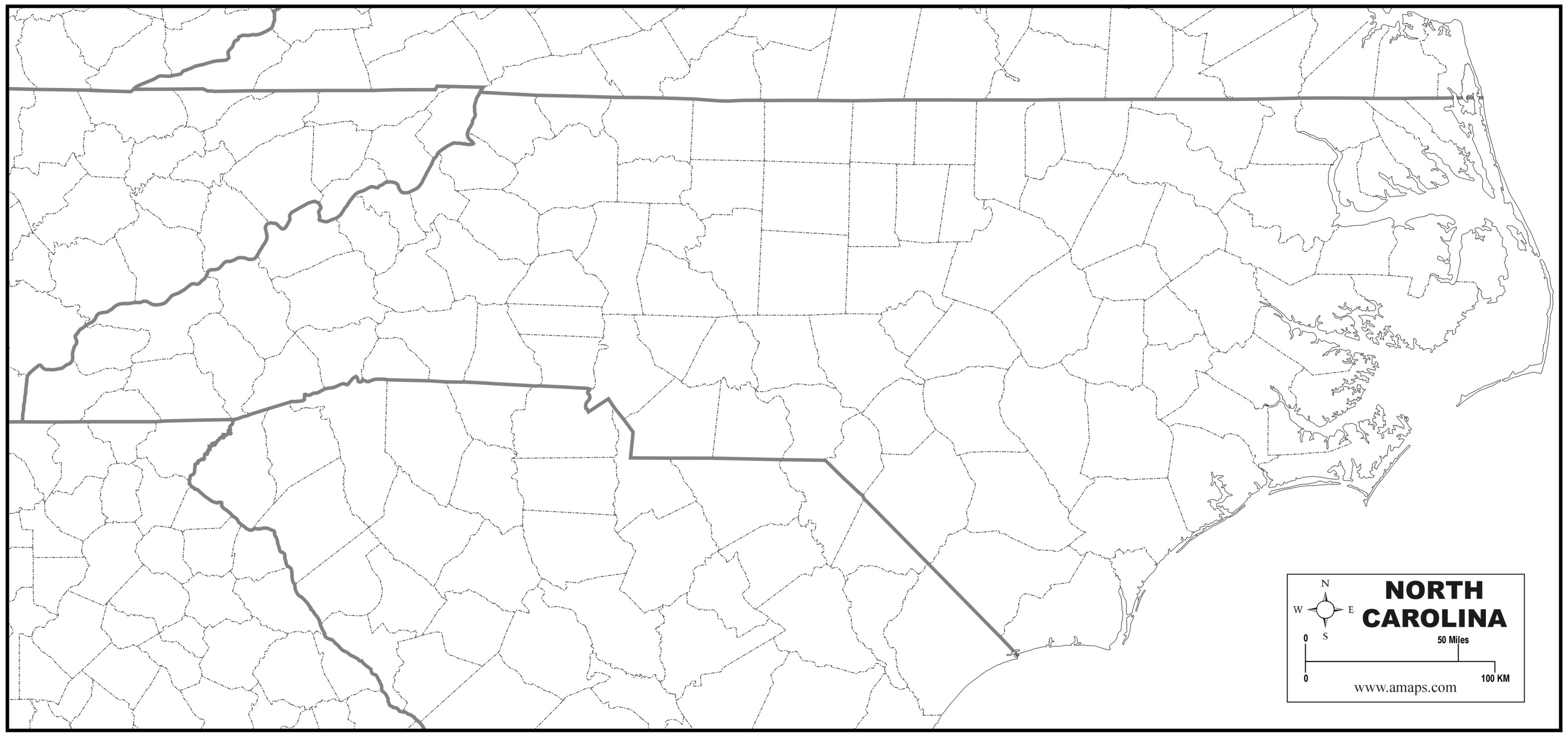 Printable Political Map Of North Carolina
